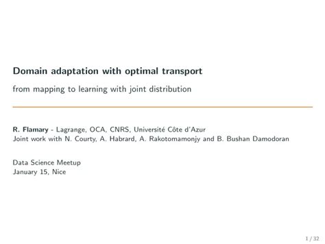 [ppt] Domain Adaptation With Optimal Transport From Mapping To Learning Powerpoint
