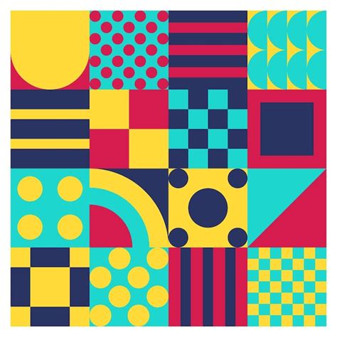 Premium Vector Abstract Bauhaus Geometric Pattern Background Vector Circle Triangle And Square