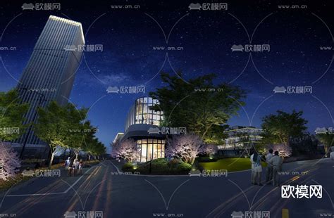 现代商业楼外观夜景psd下载id123114363dmax免费模型 欧模网