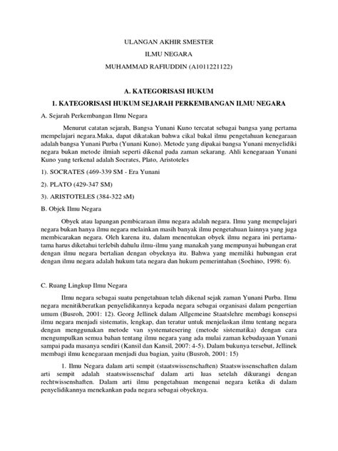 Uas Ilmu Negara Muhammad Rafiuddin A1011221122 Pdf