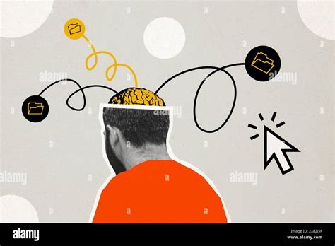 Composite Photo Collage Of Young Man Programmer Sit Back Cut Head Brain Memory Folder Concept