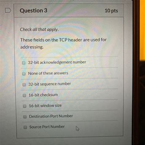 solved question 8 10 pts true or false in the tcp ip