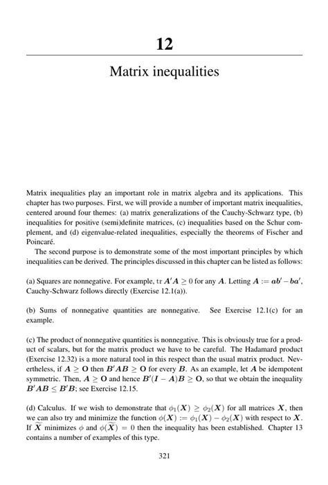 Matrix Inequalities Chapter 12 Matrix Algebra