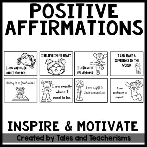 Positive Affirmation Cards For Elementary School Print Friendly