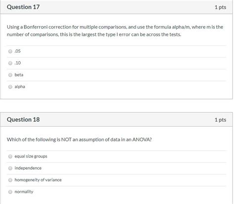 Solved Question Pts Using A Bonferroni Correction For Chegg
