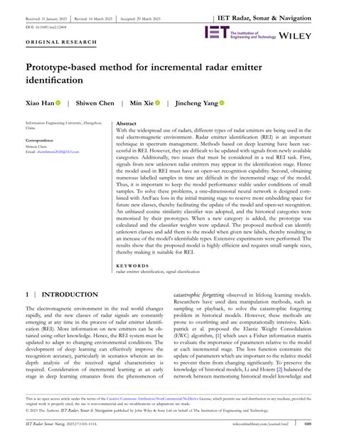 Pdf Prototype‐based Method For Incremental Radar Emitter Identification