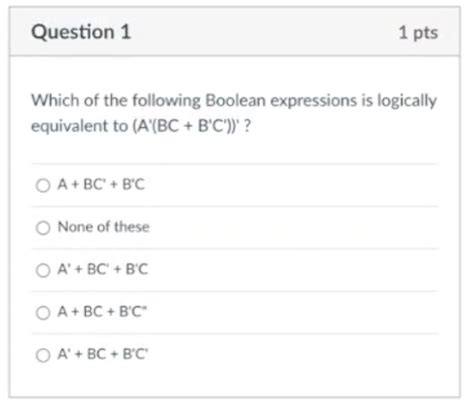 Solved Which Of The Following Boolean Expressions Is