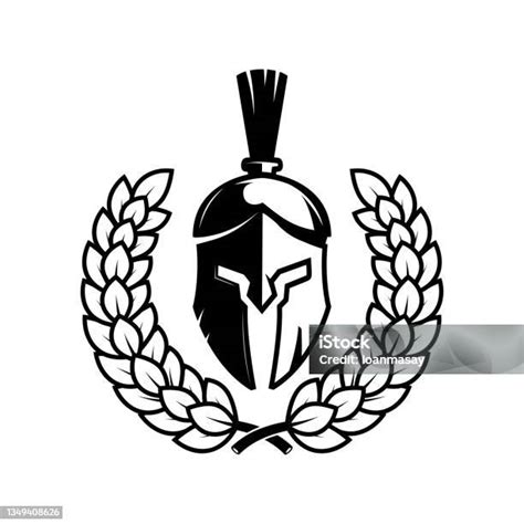 월계수 화환을 곁들인 스파르탄 헬멧 엠블럼 사인 포스터 티셔츠디자인 요소 벡터 일러스트레이션 검에 대한 스톡 벡터 아트 및 기타 이미지 Istock