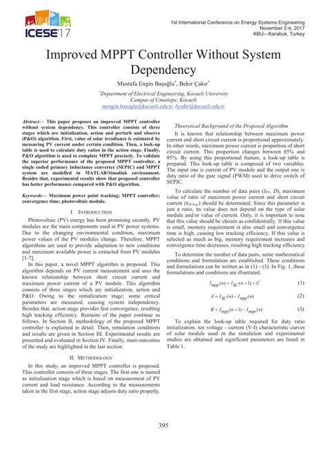 PDF Improved MPPT Controller Without System Dependency