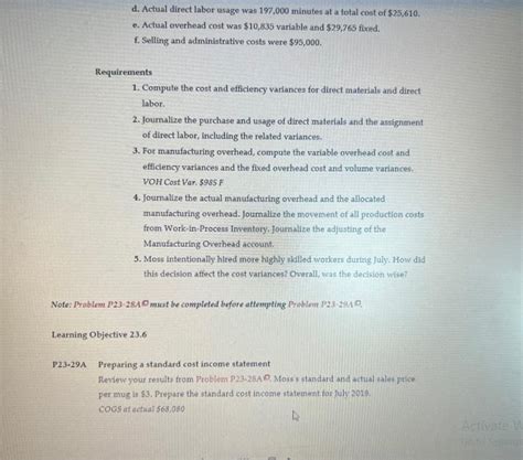 Solved Computing And Journalizing Standard Cost Variances Chegg Com