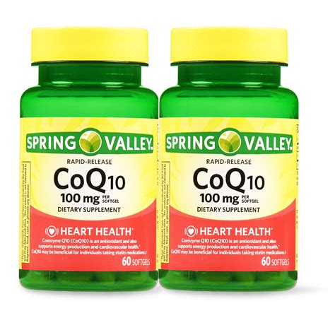 Spring Valley CoQ10 Rapid Release Softgels, 100 mg, 60 Count, 2 Pack ...