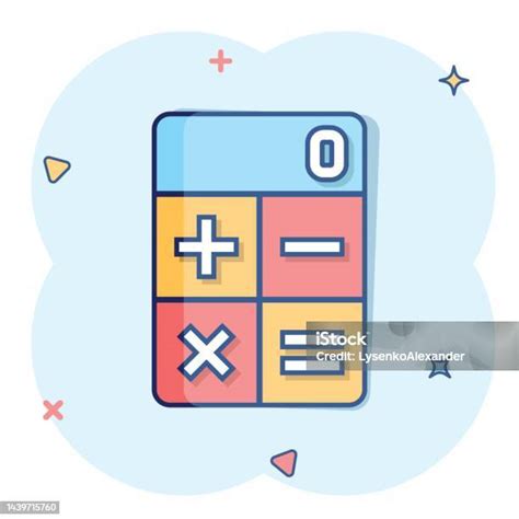 코믹 스타일의 계산기 아이콘 흰색 격리 된 배경에 만화 벡터 그림을 계산합니다 계산 시작 효과 비즈니스 개념 건강관리와 의술에 대한 스톡 벡터 아트 및 기타 이미지 Istock