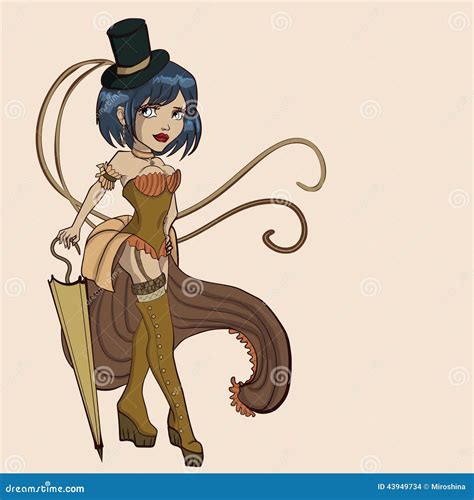 Vector Steampunk Women Stock Vector Illustration Of Elegant 43949734