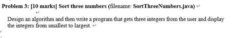 Solved Problem 3 10 Marks Sort Three Numbers Filename