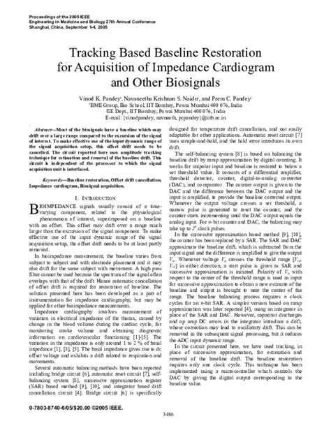 Pdf Tracking Based Baseline Restoration For Acquisition Of Impedance Cardiogram And Other