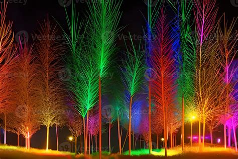 Futuristic Abstract Colorful Glowing Tree For Concept And Background
