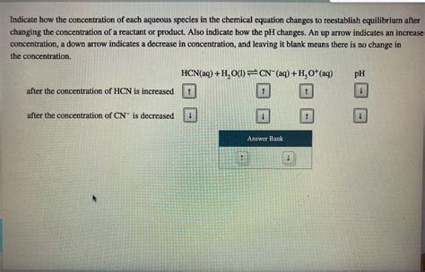Solved Indicate How The Concentration Of Each Aqueous Chegg Com