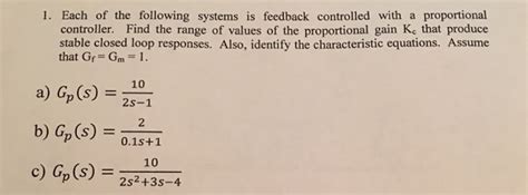 Solved 1 Each Of The Following Systems Is Feedback