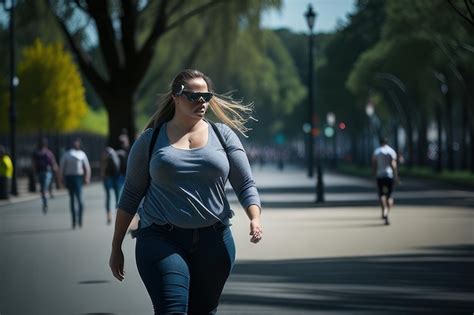 Premium Ai Image Woman Walking In The Park Generative Ai