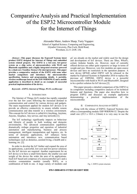 Pdf Comparative Analysis And Practical Implementation Of The Esp32 Microcontroller Module For
