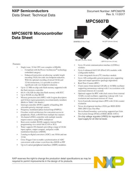 pdf nxp semiconductors data sheet technical · pdf filempc5607b microcontroller data sheet