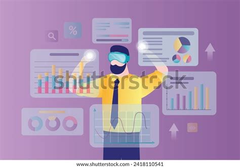 Innovation Workflow Analysis Businessman Wear Virtual Stock Vector
