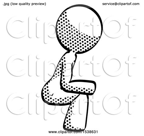 Halftone Design Mascot Woman Squatting Facing Right By Leo Blanchette 1538631