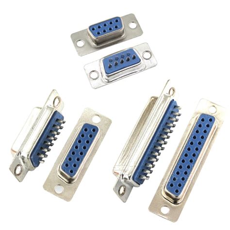 5pcs DB9 15 25Hole Pin Female Blue Parallel Serial Port Female DB Female Solder Welded Connector