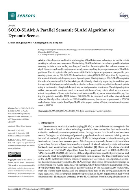 PDF SOLO SLAM A Parallel Semantic SLAM Algorithm For Dynamic Scenes