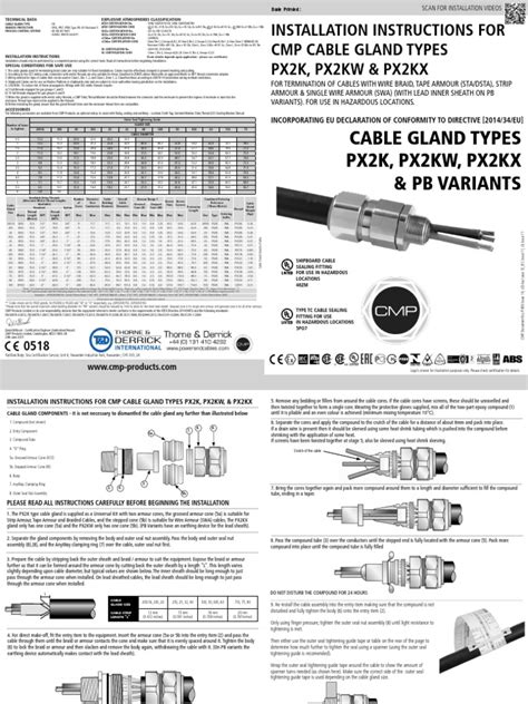 Barrier Cable Glands Cmp Px2kx Instructions Pdf Electrical Wiring Electrical Connector
