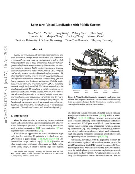 Pdf Long Term Visual Localization With Mobile Sensors