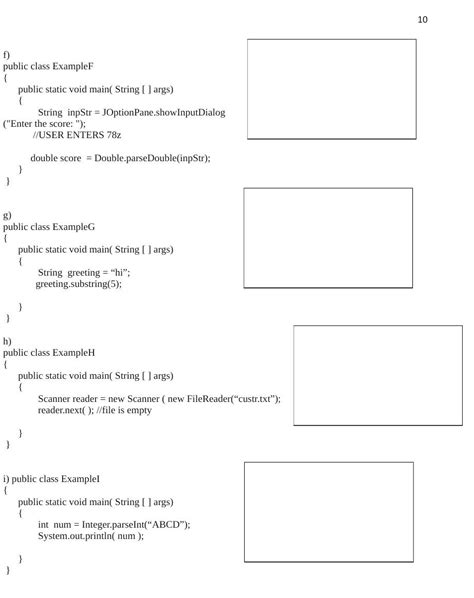 Solved 11 Identify The Exceptions That The Following No