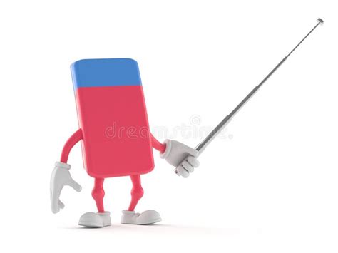 School Rubber Character With Pointer Stick Stock Illustration