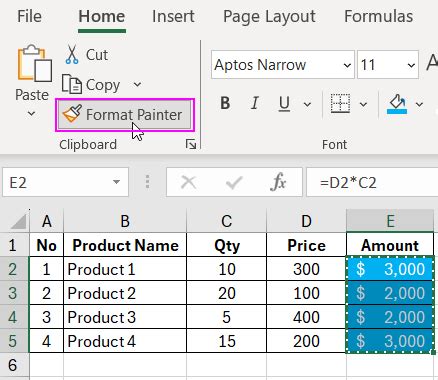 How To Copy Cell Formatting In Excel Tables