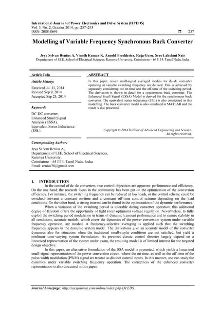 Modelling Of Variable Frequency Synchronous Buck Converter Pdf