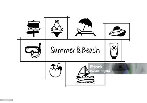여름과 해변 관련 손으로 그린 배너 디자인 벡터 일러스트 레이 션 0명에 대한 스톡 벡터 아트 및 기타 이미지 0명 개념 고체 Istock