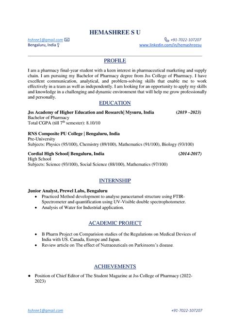 Hemashree Su Cv Bittu Su Hshree1gmail 91 7022 Hemashree S U Hshree1gmail 📧 📞 91 7022