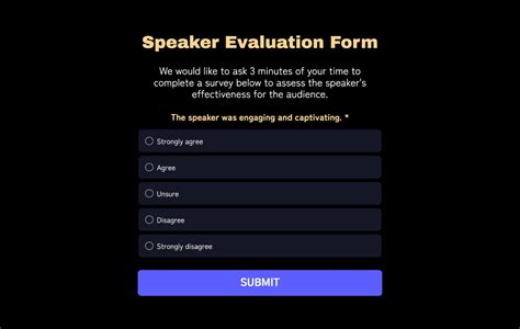 Speaker Evaluation Form Template Speech Evaluation Form Spring 2016
