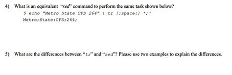 Solved What Is An Equivalent Sed Command To Perform The Same Task