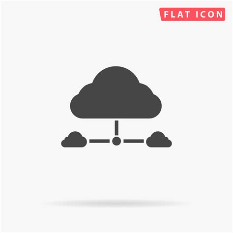 Cloud Computing Concept Simple Flat Black Symbol With Shadow On White