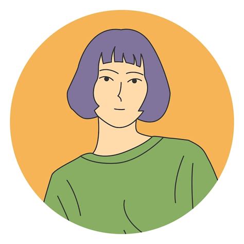 플랫 만화 스타일의 아름다운 여성 아바타 프리미엄 벡터