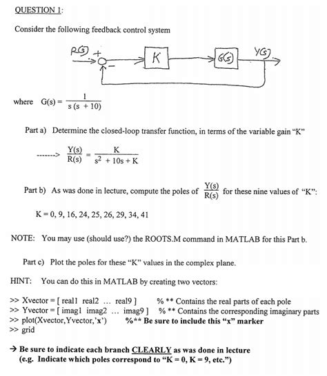 Solved QUESTION Consider The Following Feedback Control Chegg
