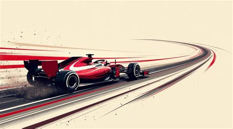 red race car speeding through a curved track in dynamic illustration