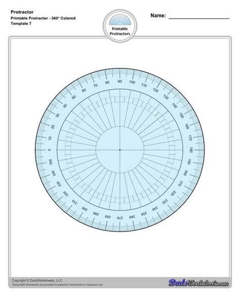 Math Worksheets Angles With A Protractor Printable Protractor Colored 360 Degrees Outer Scale