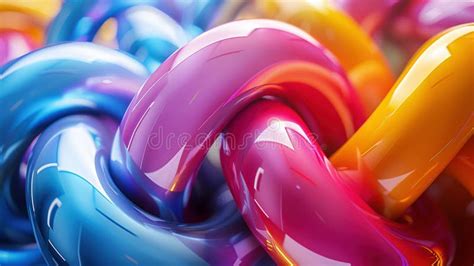 Colorful Intertwined Glossy Tubes 3d Rendering Image Ai Generated Stock Illustration