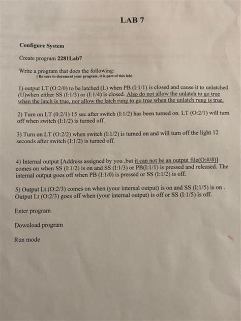 Solved Lab 7 Configure System Create Program 2281lab7 Write