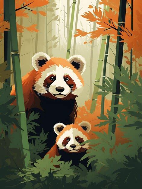 Premium Photo Tshirt Design Of Bamboo Forest With Red Pandas Misty