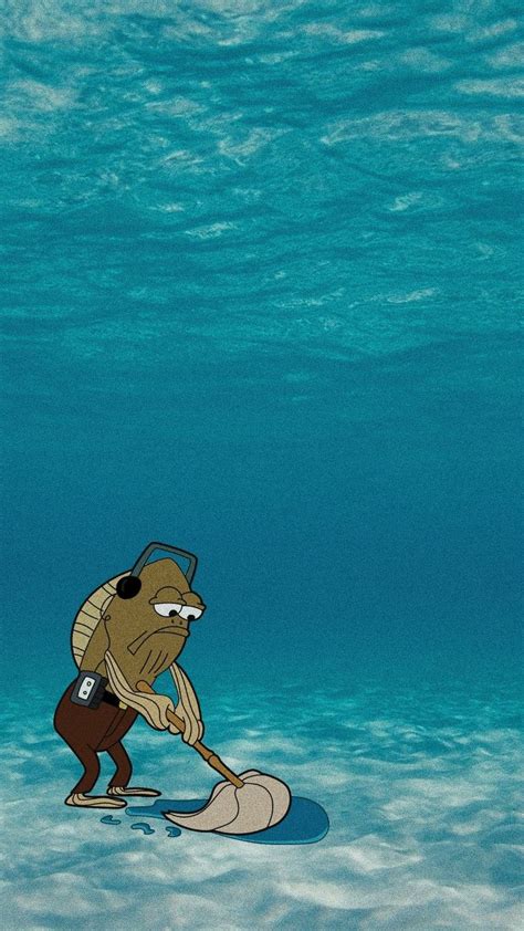 Spongebob Mopping Wallpaper Seni Fraktal Lukisan Spongebob Ilustrasi Karakter