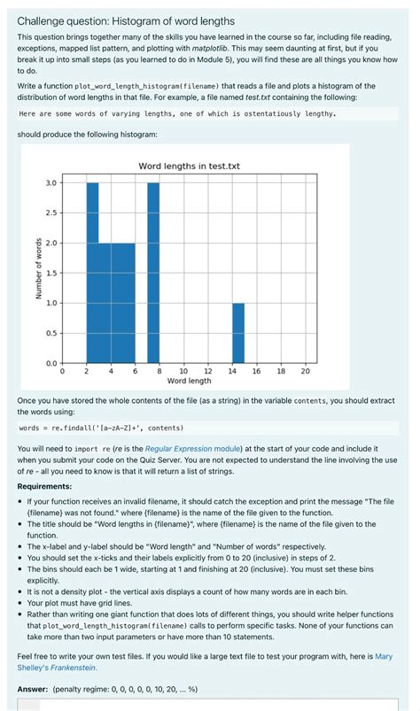 Challenge Question Histogram Of Word Lengths This