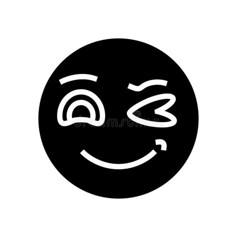 Wink Emoji Glyph Icon Vector Illustration Stock Vector Illustration Of Confused Black